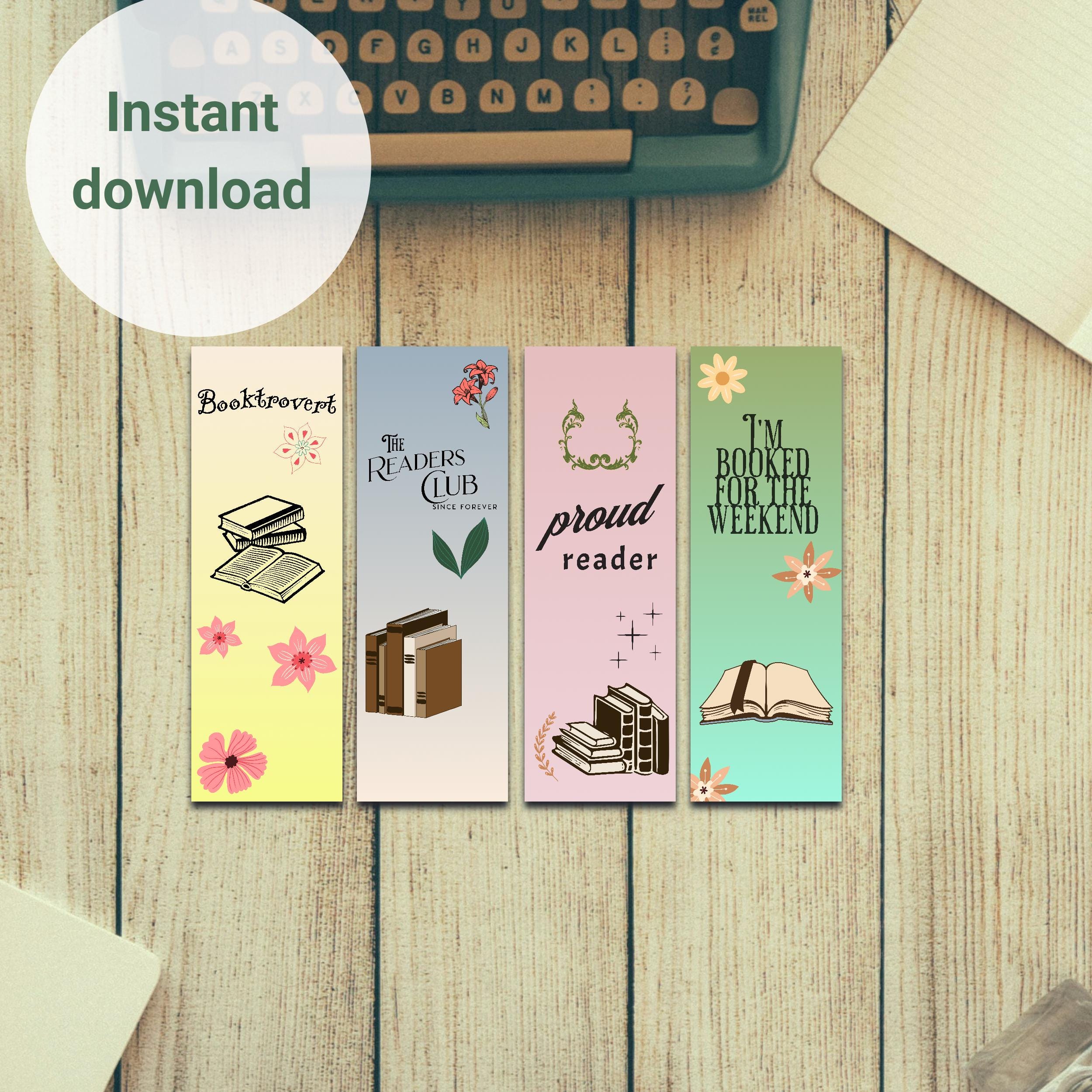 Digital Bookmark | Printable Bookmarks | Instant Download | PDF ...