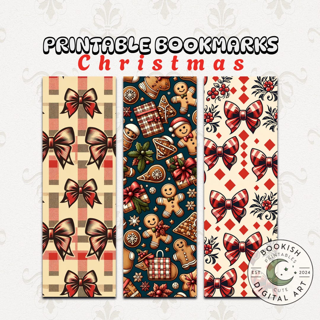 Christmas Festive Bookmarks | Printable Bookmarks | Instant Download ...