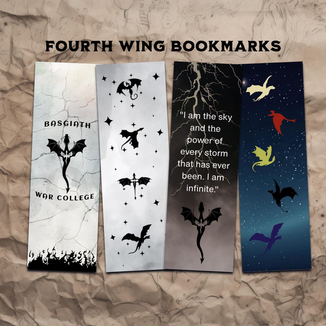 Digital Fourth Wing Inspired Bookmarks | Printable Bookmarks | PDF ...