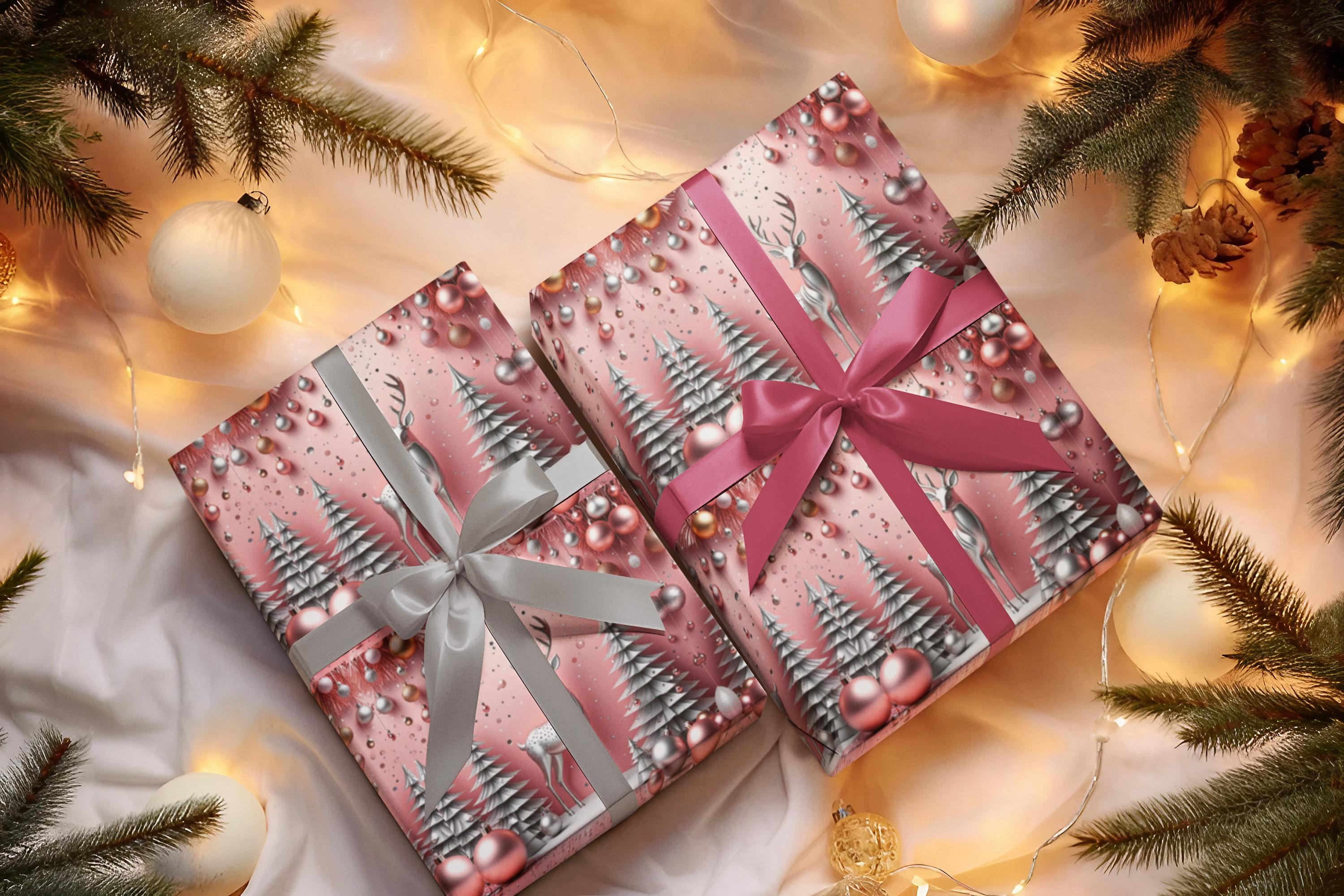 Pink and silver wrapping paper store