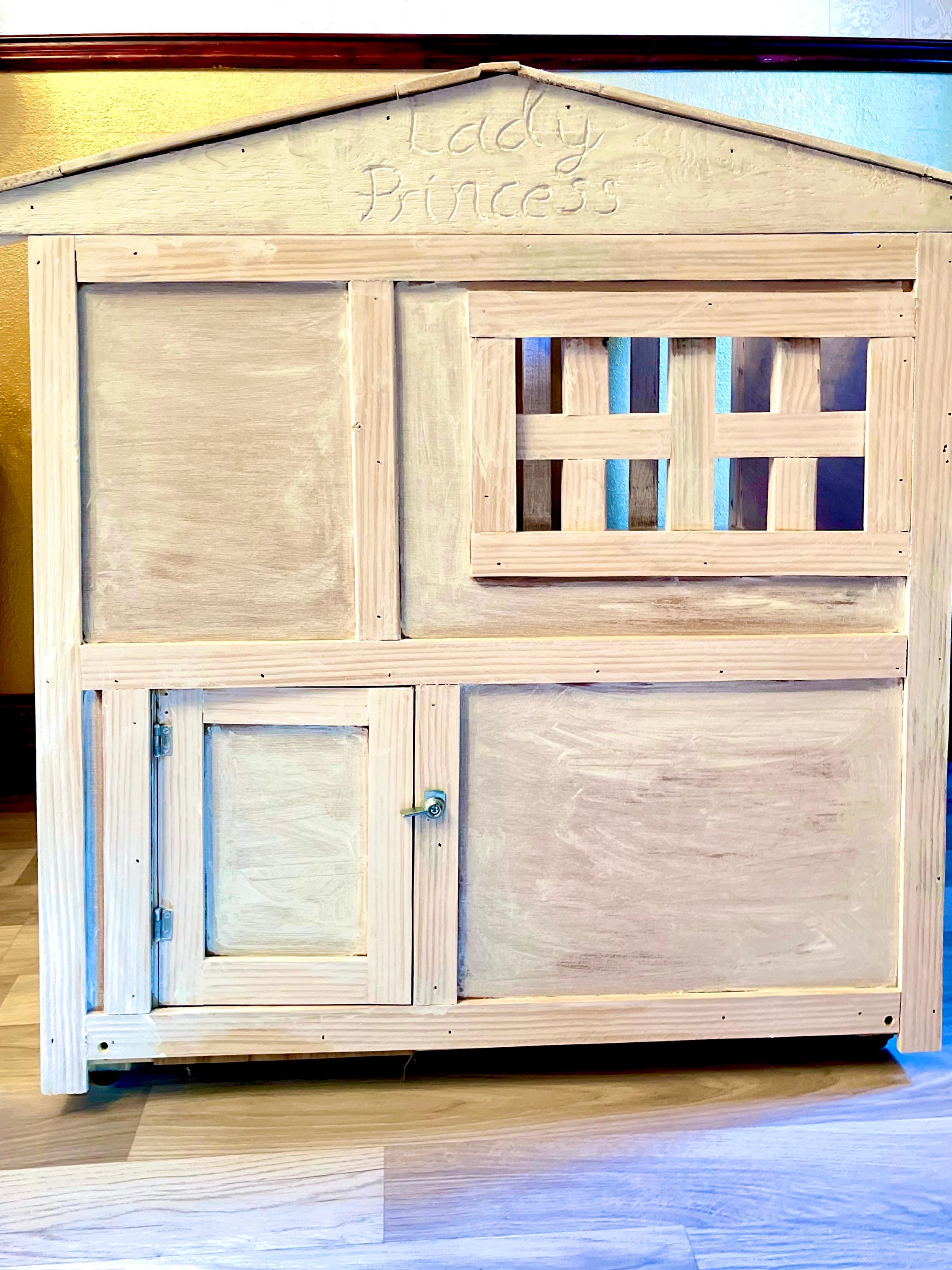 Farmhouse Cat House Two Level Floor Interior Small Pet House Rustic ...
