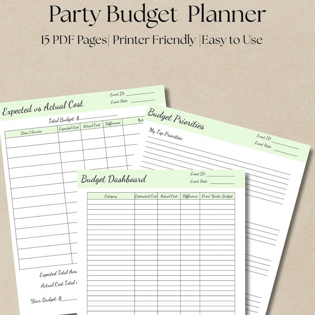 Expense Tracker Planner Printable Budget Organizer for Party Planner ...
