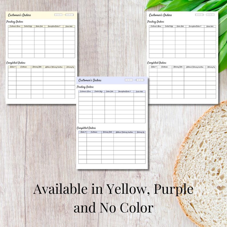 Bakery Shop Customer Order Organizer Template With Supply List Template ...