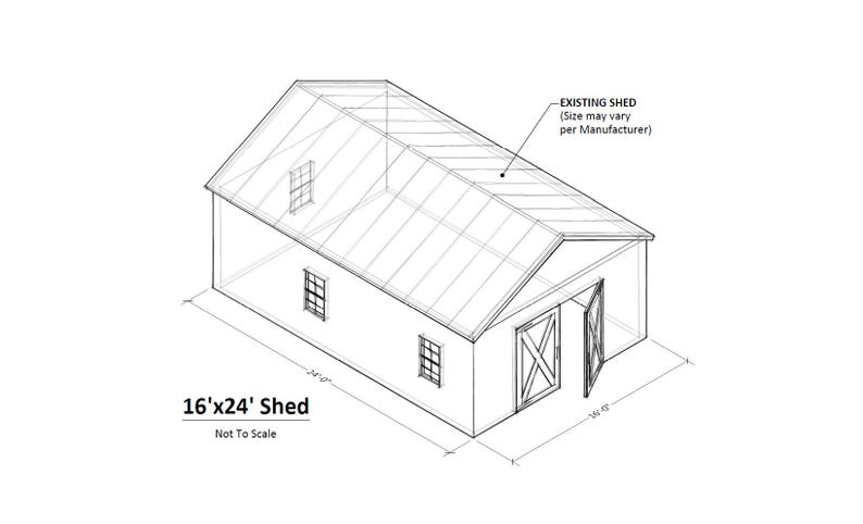 16'x24' Shed to Cabin Conversion Plans: 1BR 1BA ADU Layout - Etsy