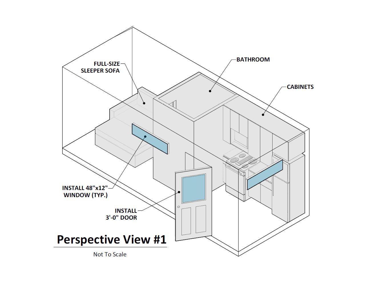 20'x8' Shipping Container Cabin Conversion Plans: ADU, Tiny Home ...