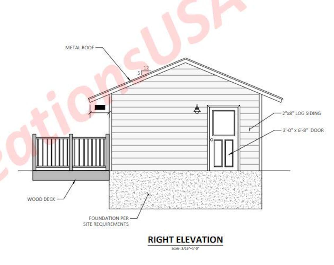 16'x20' Log Cabin W/ Deck - Plans. Open Concept, ADU - Etsy