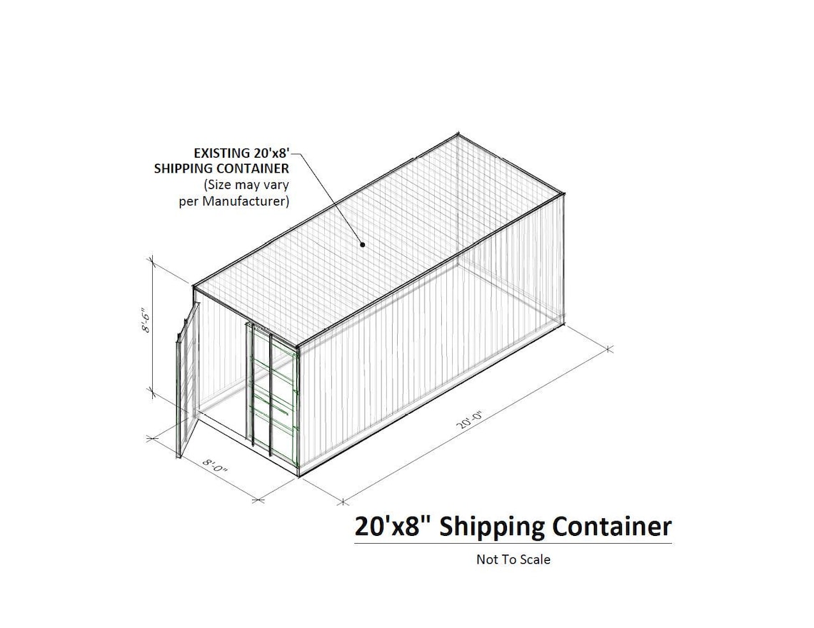 20'x8' Shipping Container Cabin Conversion Plans: ADU, Tiny Home ...