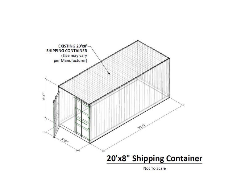 20'x8' Shipping Container Cabin Conversion Plans: ADU, Tiny Home ...