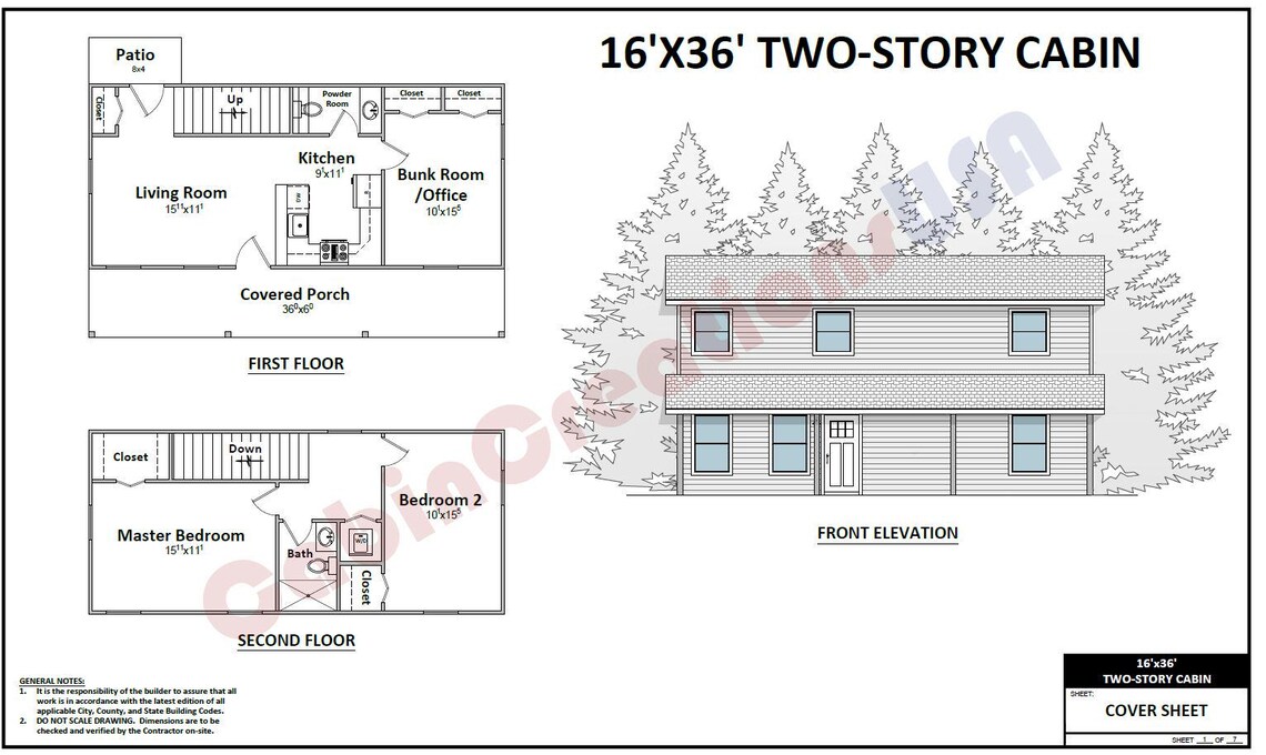 16'x36' Two-story Bunkhouse Plans - Etsy