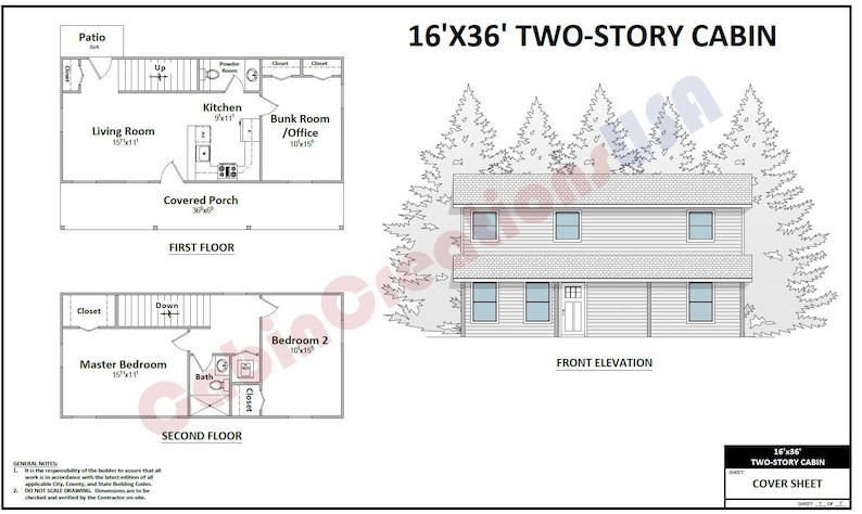 16'x36' Two-story Bunkhouse Plans - Etsy