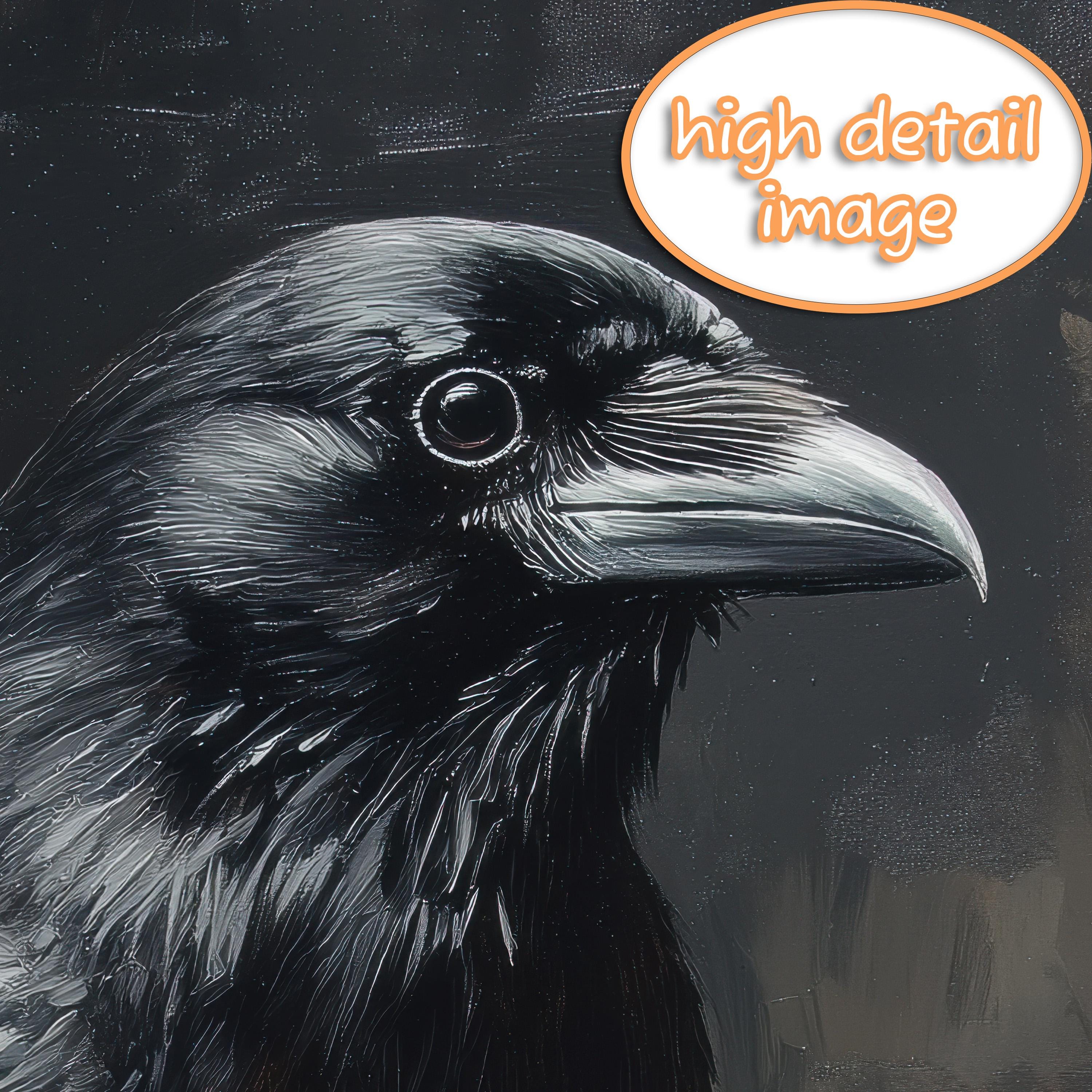 Crow & Skull Art Print | Oil Painting Halloween Art Print (spooky ...