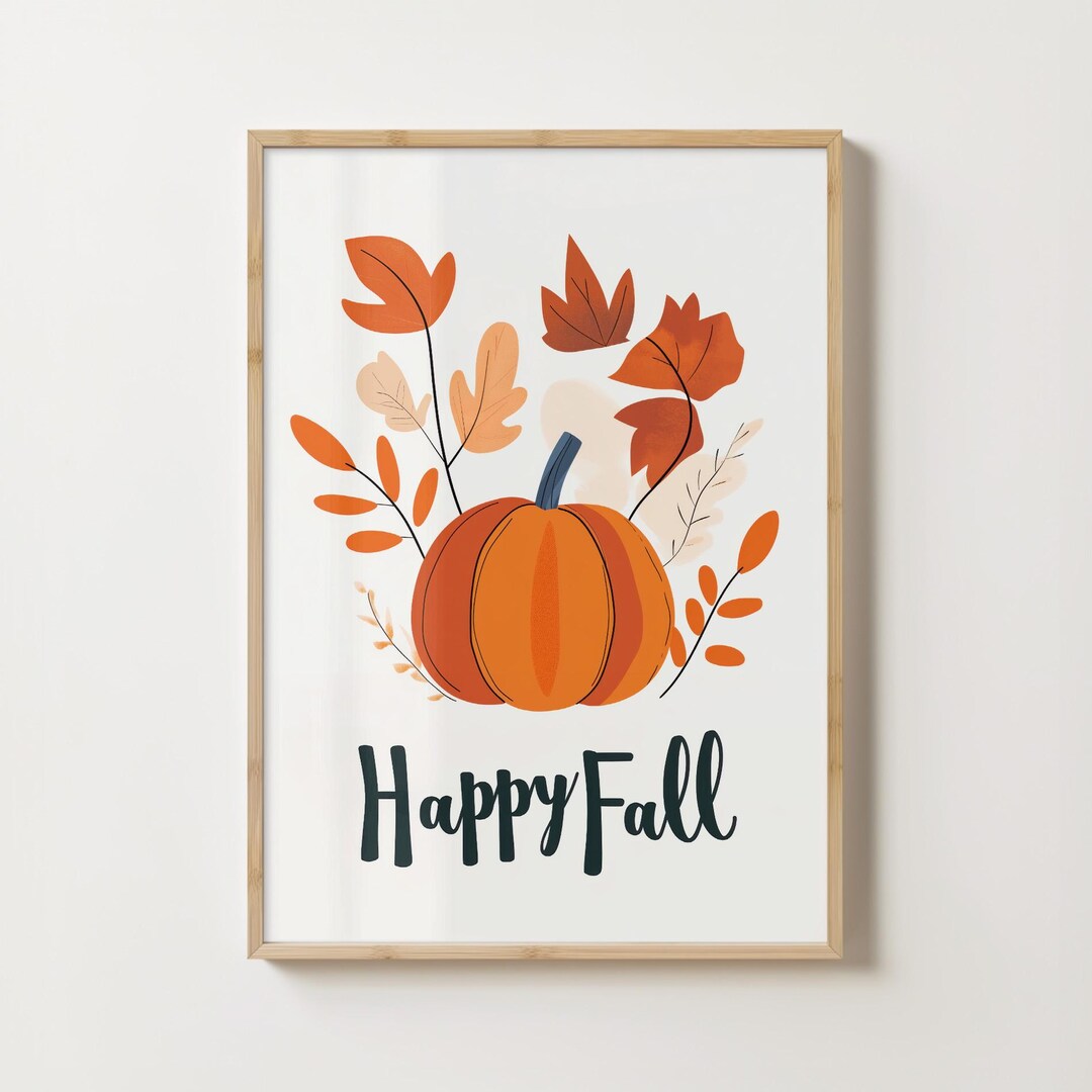 Happy Fall Print | Minimalist Fall Decor (fall Art, Digital Download ...