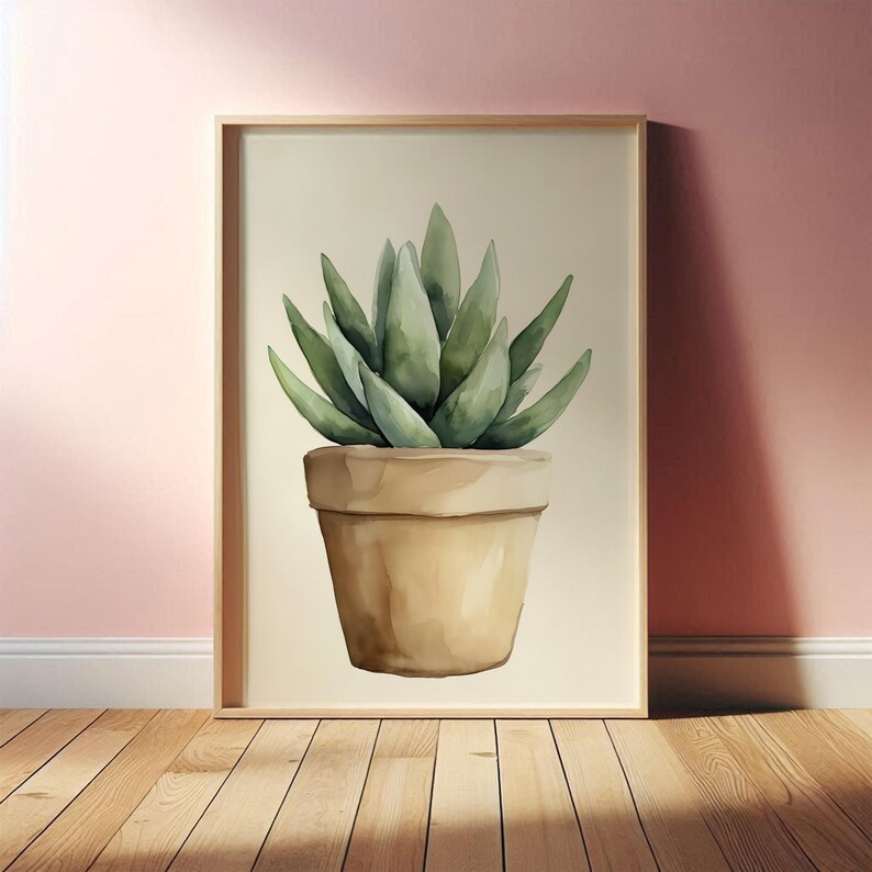 Watercolor Succulent Art Print | Minimalist, Cottage Core, Watercolor ...