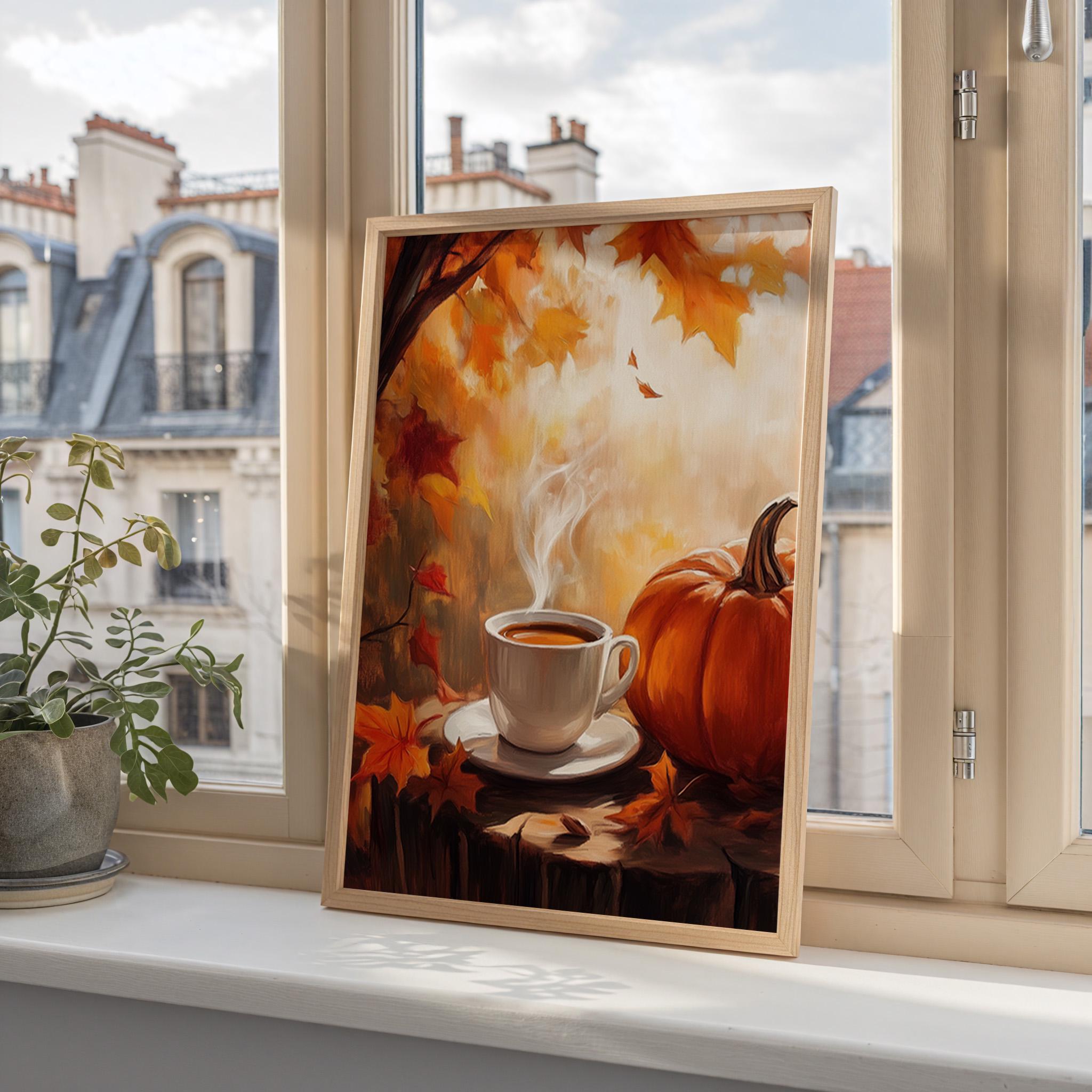 Coffee & Fall Pumpkin Print | Fall Wall Decor (printable Art, Wall Art ...