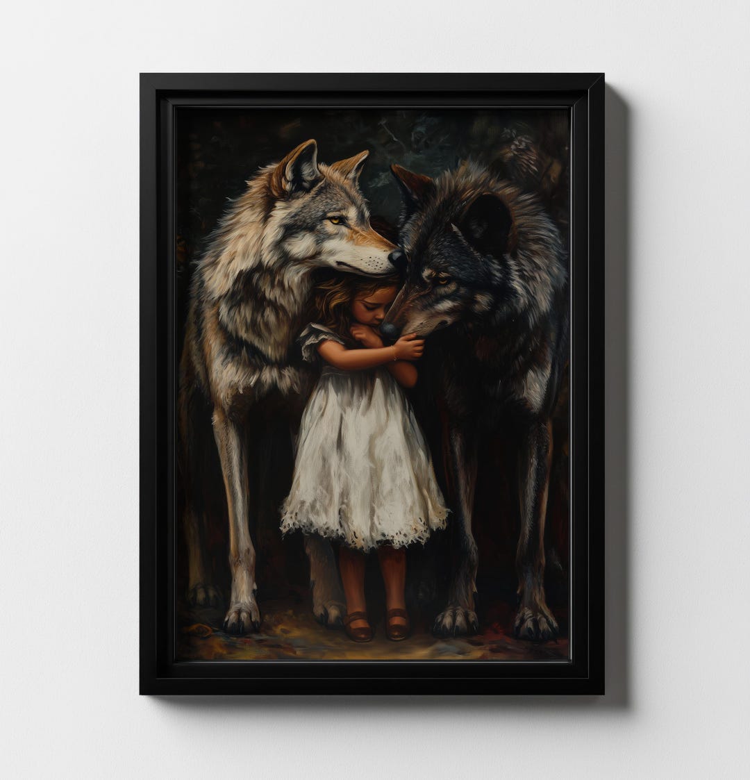 Little Girl With Wolves Art Print | Oil Painting Art Print (spooky ...