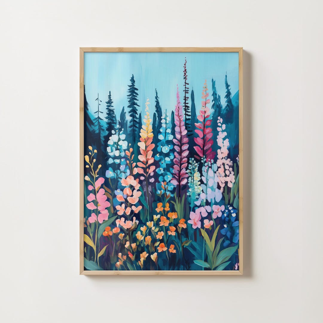 Blue Wildflower Art Print | Printable Painting (nature Art, Flower Art ...