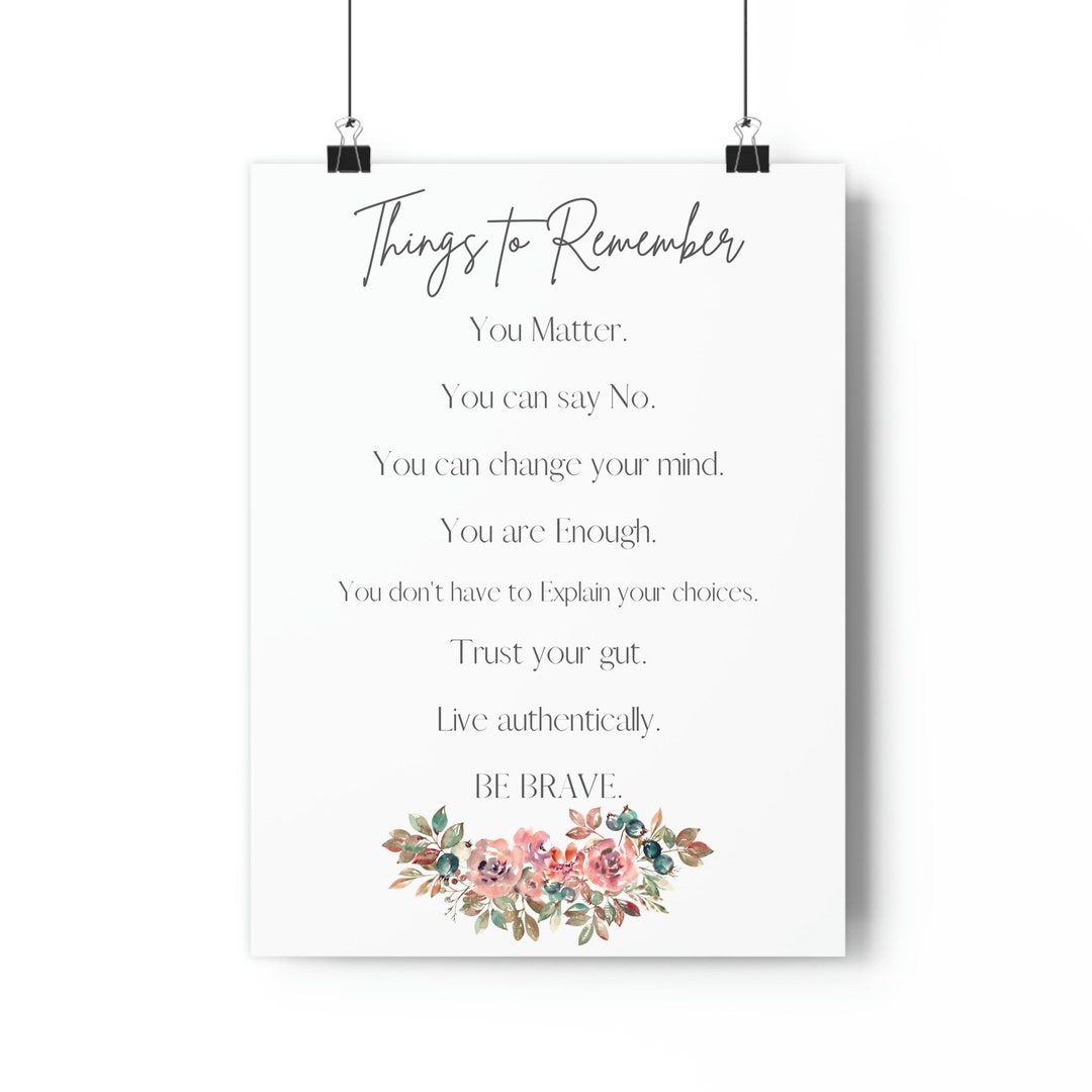Things to Remember Roses Print, Positive Affirmation DIGITAL PDF 18x24 ...