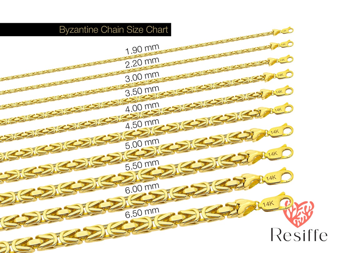 Byzantine Chain Necklace in 14K Real Gold, Solid King Gold Chain for ...