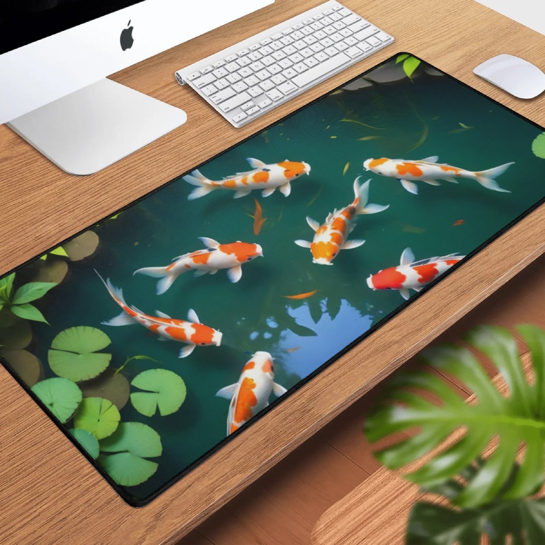 Koi Fish Colorful Gaming Mouse Mat Pad Gamer Mouse Pad Gamer Decor ...