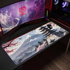 Japanese Sakura Dream LED RGB Mousepad for Gaming Transparent Keyboard ...