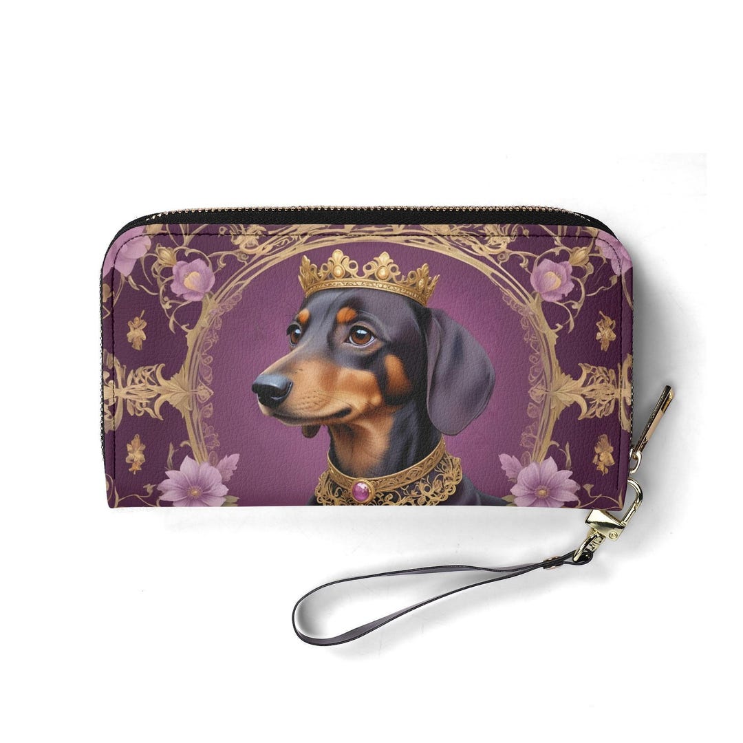 Queenly Dachshund K - Art Nouveau Regal Dog Wallet – Vegan Leather Cute ...