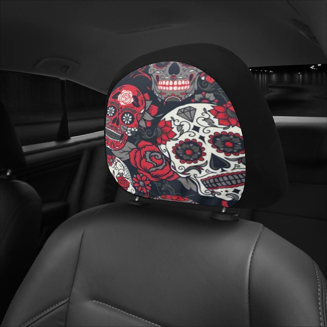Skull Carheadrest Cover Car Seat Head Rest Cover Women Car Accessory - Etsy