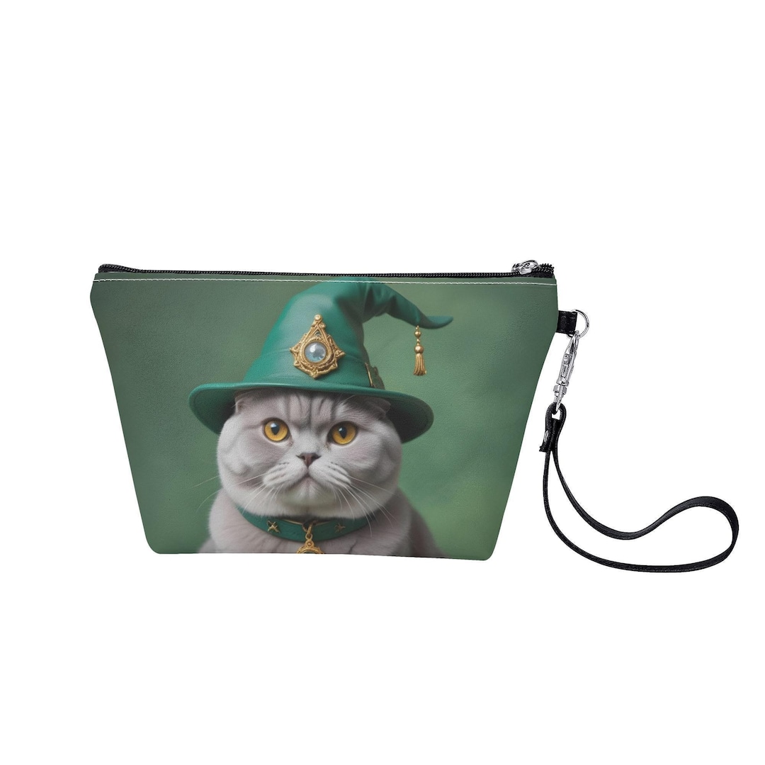 Wizard Sorcerer Cat Bag Zippered Sling Makeup Bag - Stylish and ...