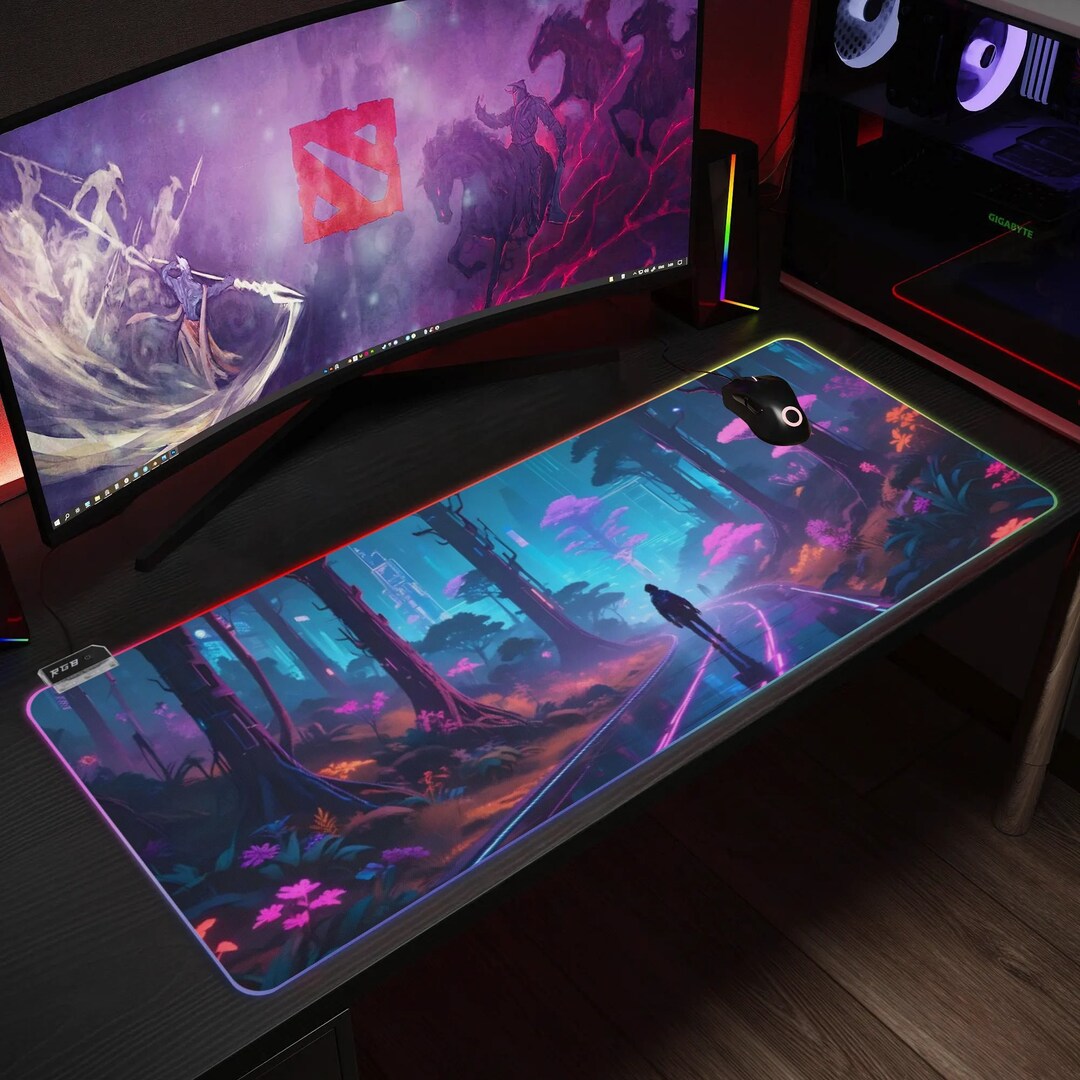 RGB LED Forest Mousepad - Gaming Mouse Mat With Transparent Design ...