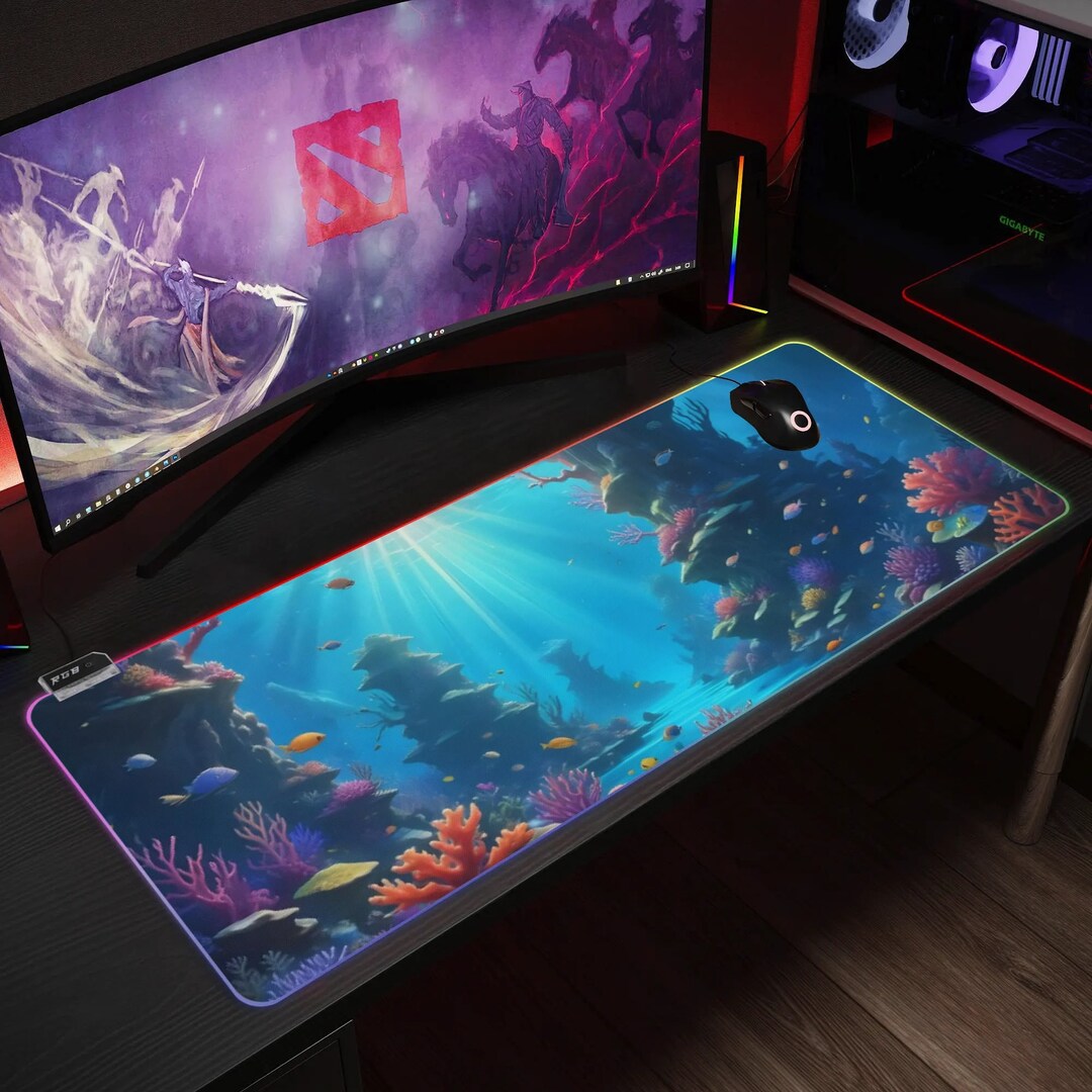 Colorful Coral Reefs Mousepad With LED RGB Keyboard Pad - Etsy