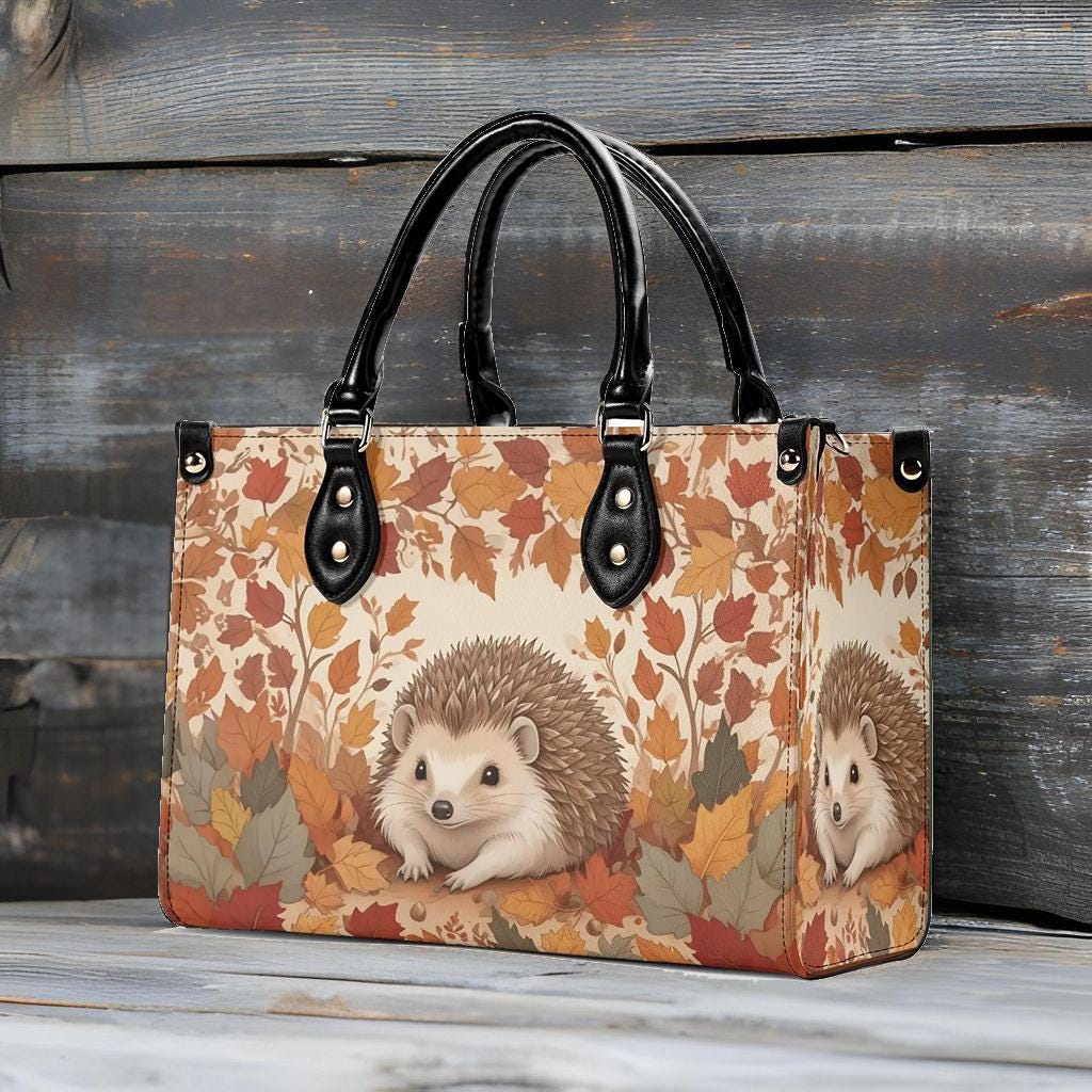Little Hedgehog With Autumn Leaves Bag Cute Crossbody Bag Unique Purse ...
