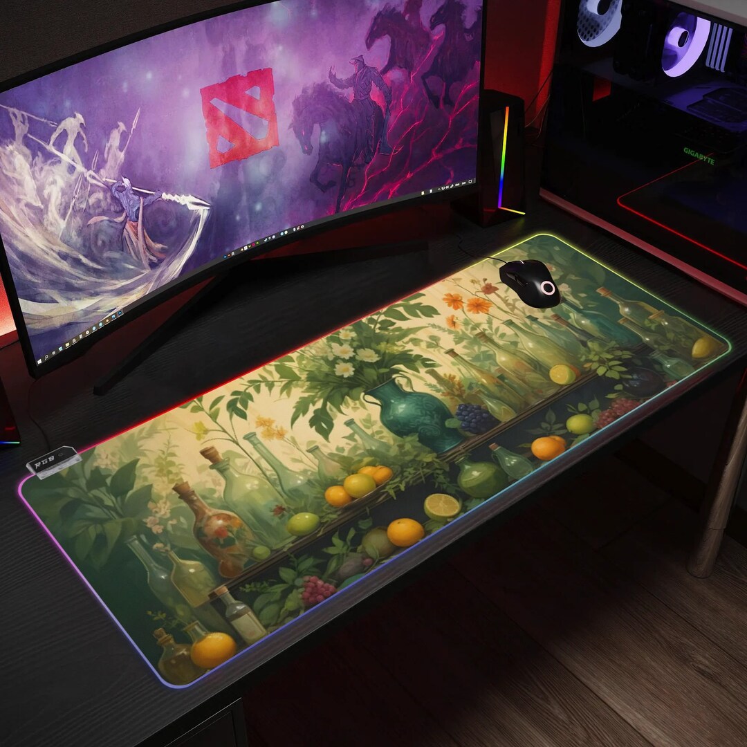 Transparent LED RGB Keyboard Pad With Witchy Botanical Potions and ...