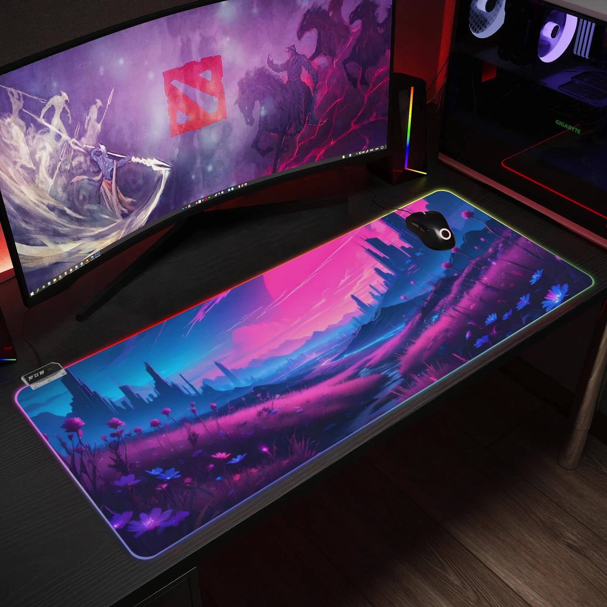 Glowing Flowers Mousepad Transparent LED RGB Keyboard Pad Mouse Pad for ...