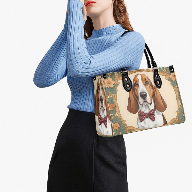 Basset Hound Dog in Polka Dot Bow Bag Cute Crossbody Bag Unique Purse ...