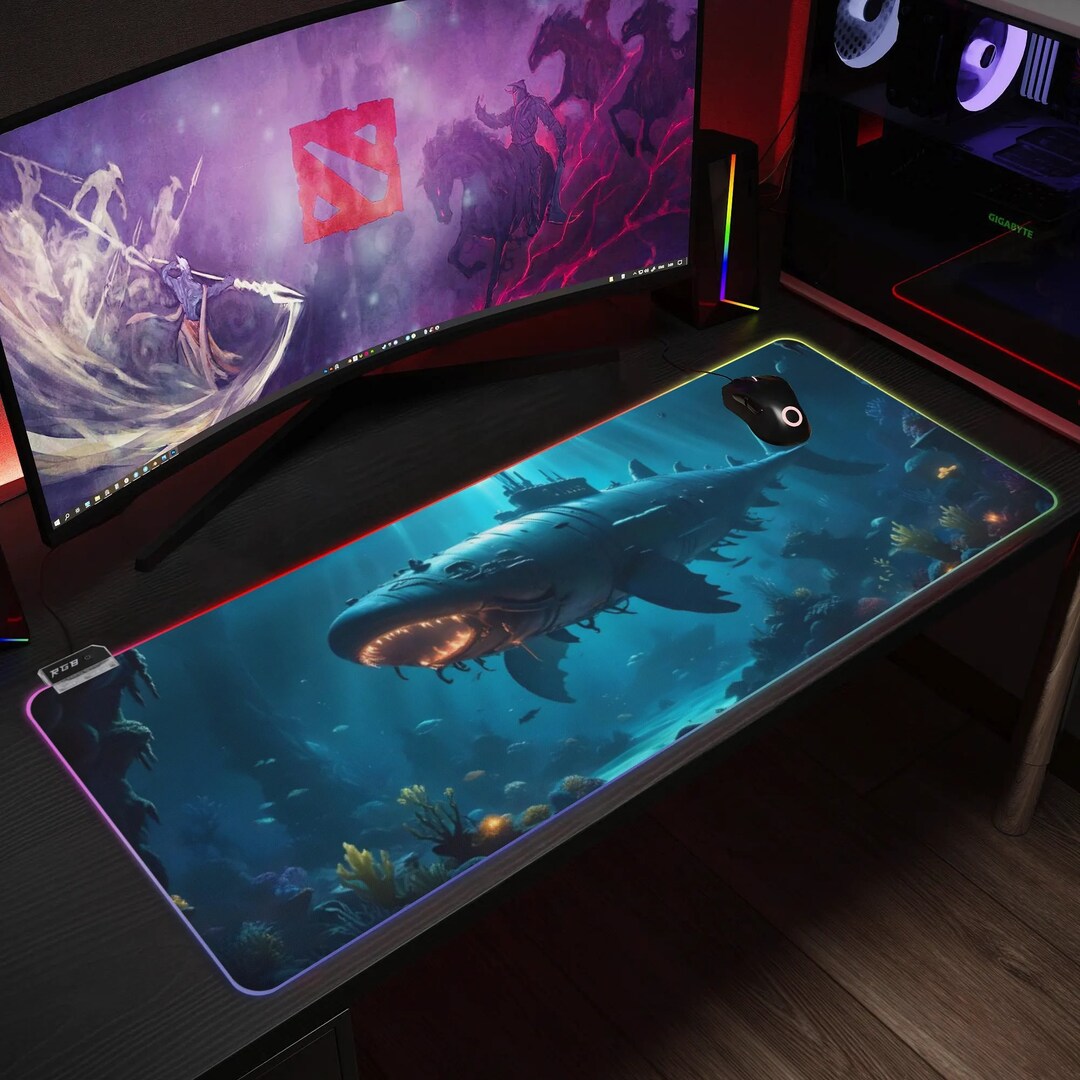Underwater Battle Submarine Mousepad Transparent LED RGB Keyboard Pad ...