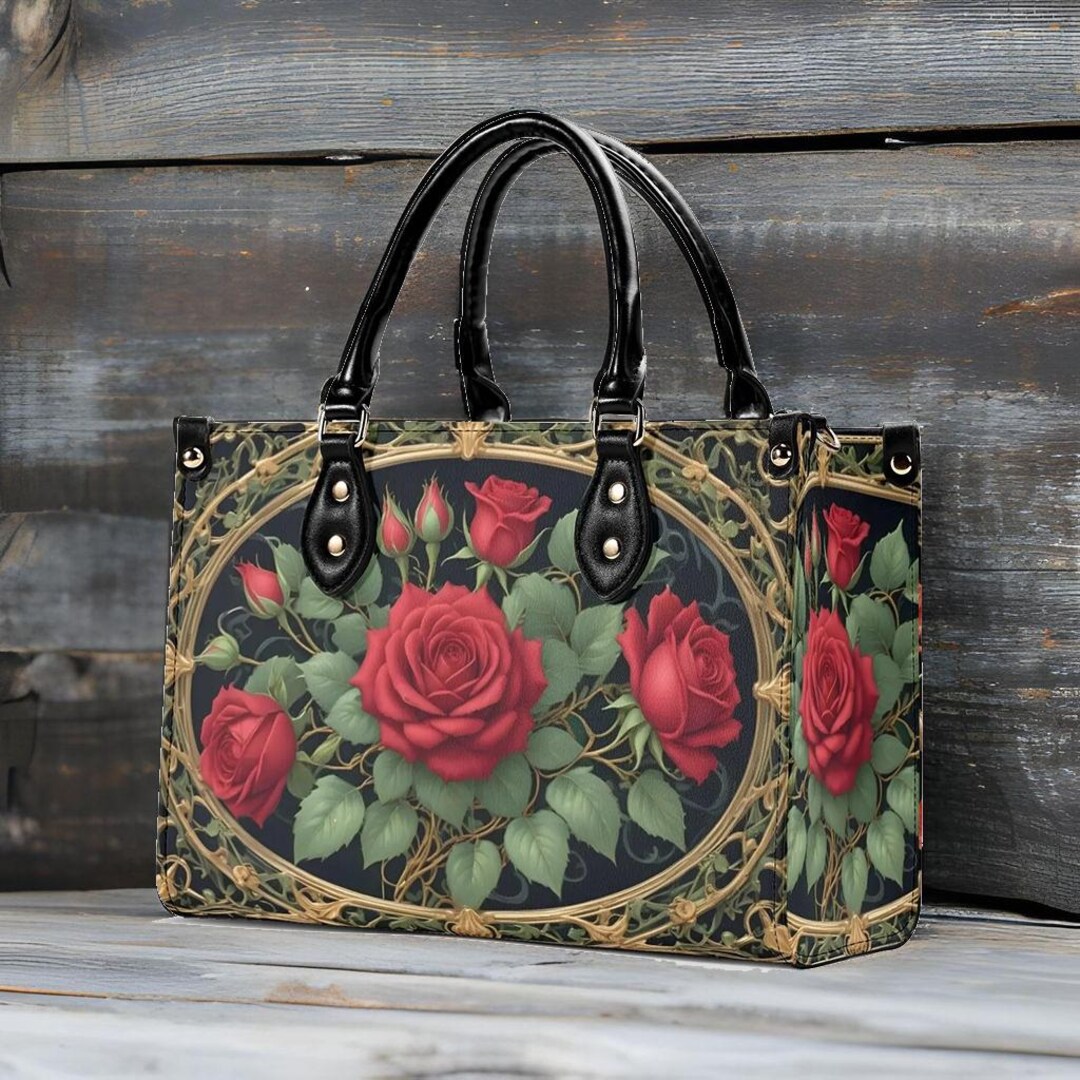 Lush Roses Crossbody Bag - Floral Vegan Leather Designer Purse, Unique ...