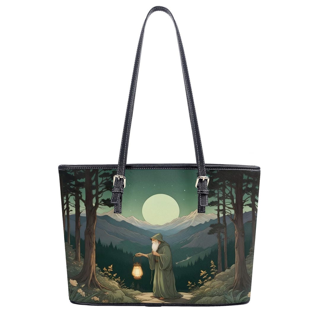 Hermit Design Tote Bag Cute Bag Vegan Faux Leather Shoulder Bag Large ...