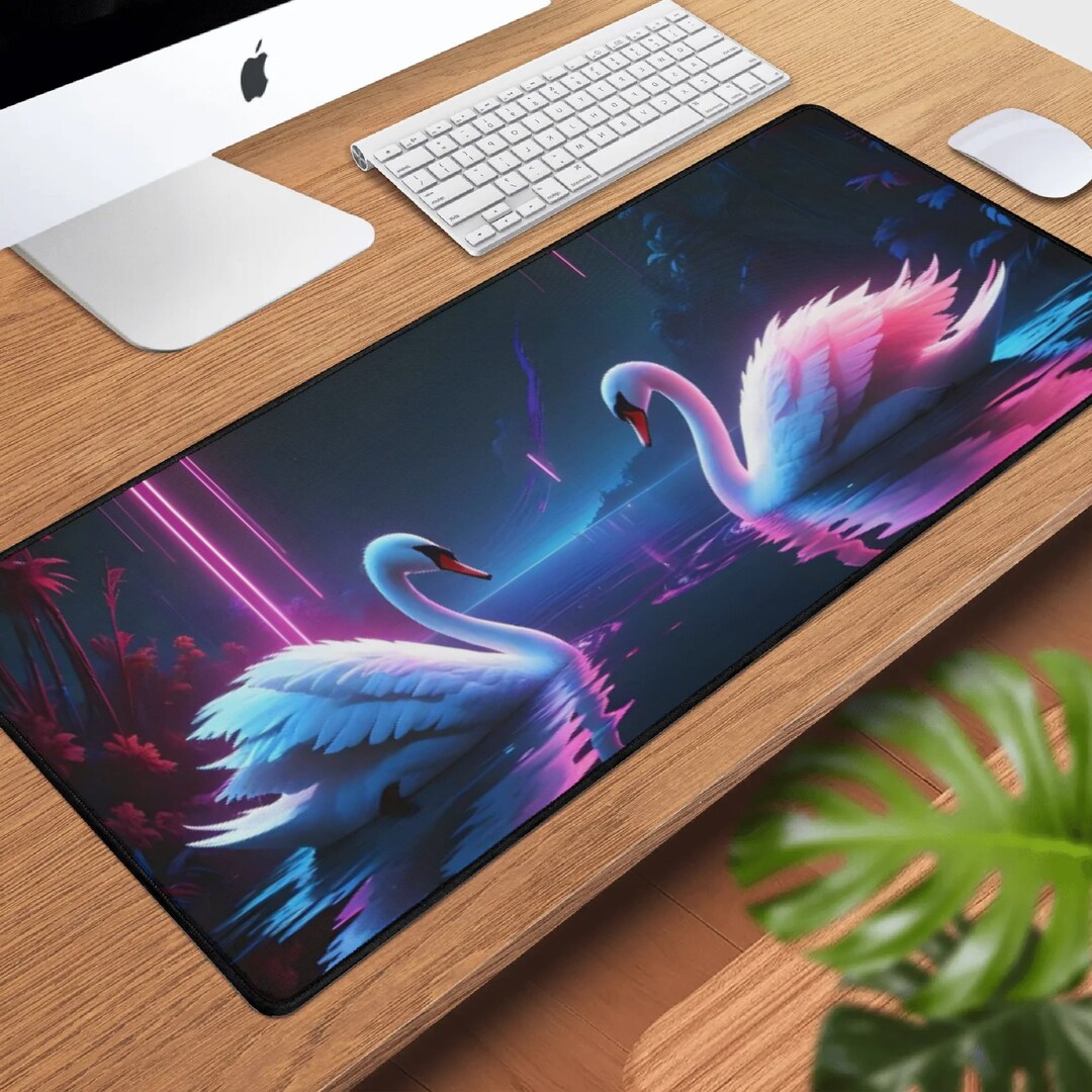 Swans Glowing Gaming Mouse Mat Pad Mouse Pad for Gaming Desk Decor ...