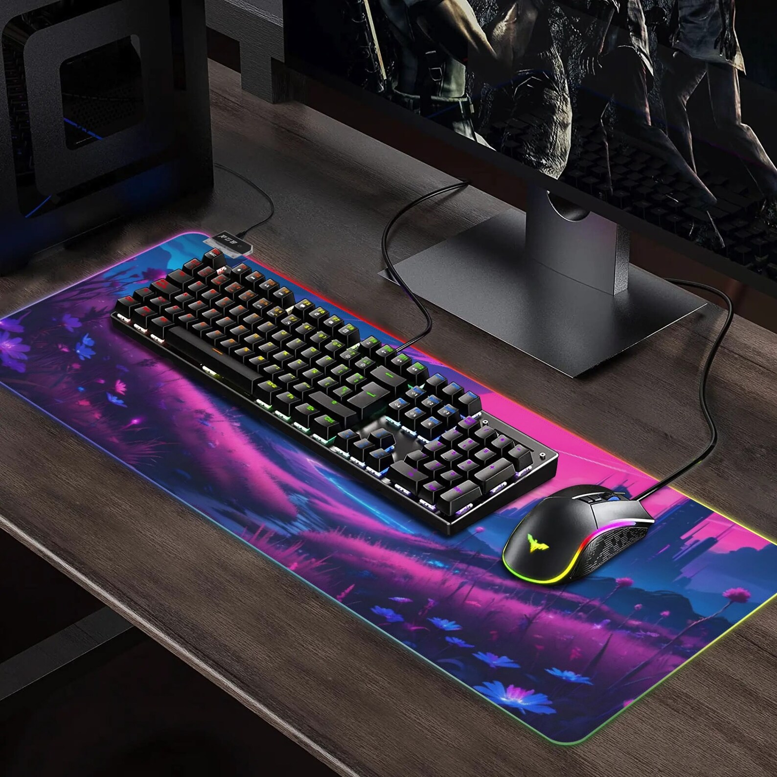 Glowing Flowers Mousepad Transparent LED RGB Keyboard Pad Mouse Pad for ...