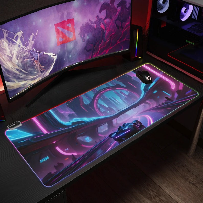 Transparent LED RGB Gaming Mousepad Deskmat - Racing Game Theme - Gamer ...