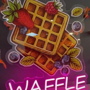 Neon Waffle Pop Art Sign on Plexiglass Custom Wall Decor for Modern ...