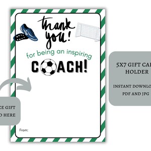 Soccer Coach Gift Card Holder, Printable Gift Card Holder, Soccer Coach ...