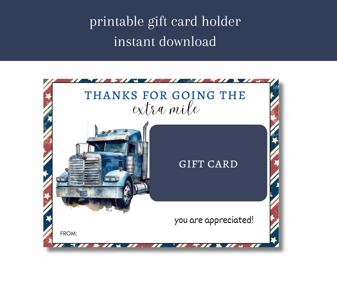 Truck Driver Appreciation Gift, Truck Driver Gift Card Holder, Semi ...