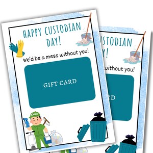 School Custodian Day Gift, Printable Gift Card Holder, Custodian ...