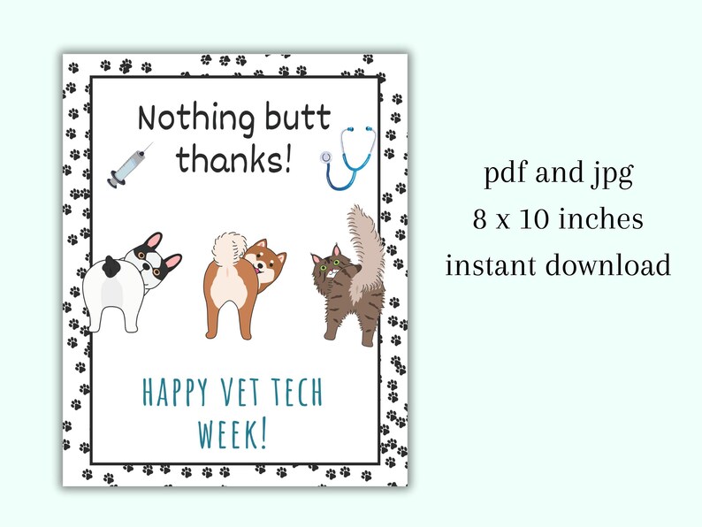 Funny Vet Tech Week Sign, Vet Tech Week Banner, Vet Tech Appreciation ...