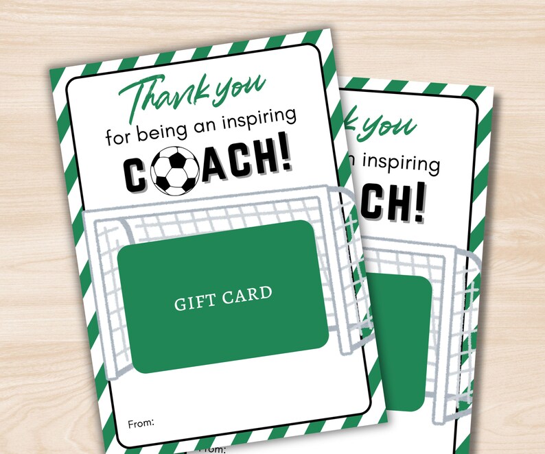 Soccer Coach Gift Card Holder, Soccer Coach Thank You Card Printable ...