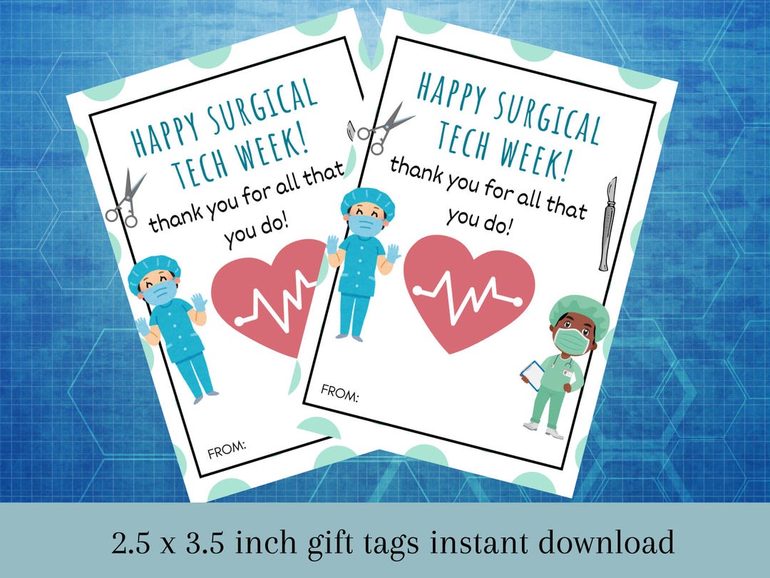 Surgical Tech Week Gift Tags, Surgical Tech Appreciation, Scrub Tech ...