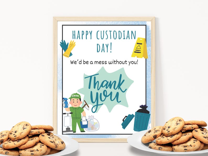 Custodian Day Sign, School Custodian Day Banner, Custodian Appreciation ...