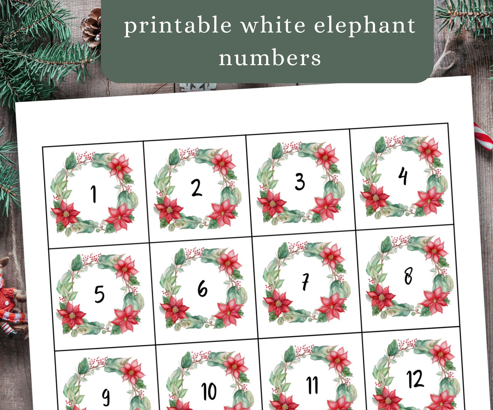 Printable Gift Exchange Numbers, White Elephant Numbers, Yankee Swap ...