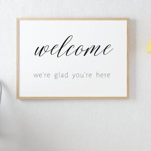 Printable Welcome Sign for Business, Entry Table Decor, Glad You're ...
