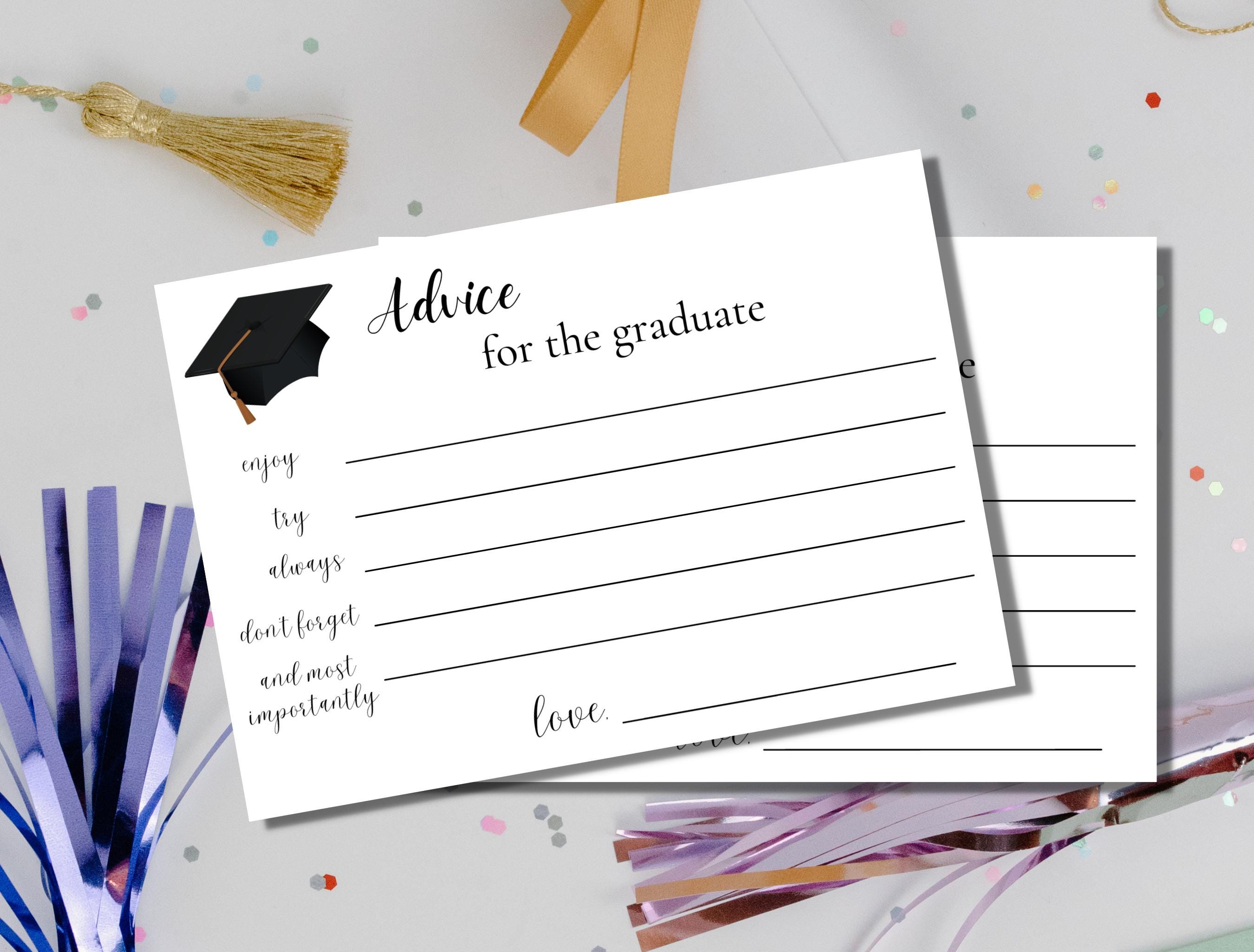 Graduation Advice Cards Printable, Graduation Party Ideas for Him, High ...